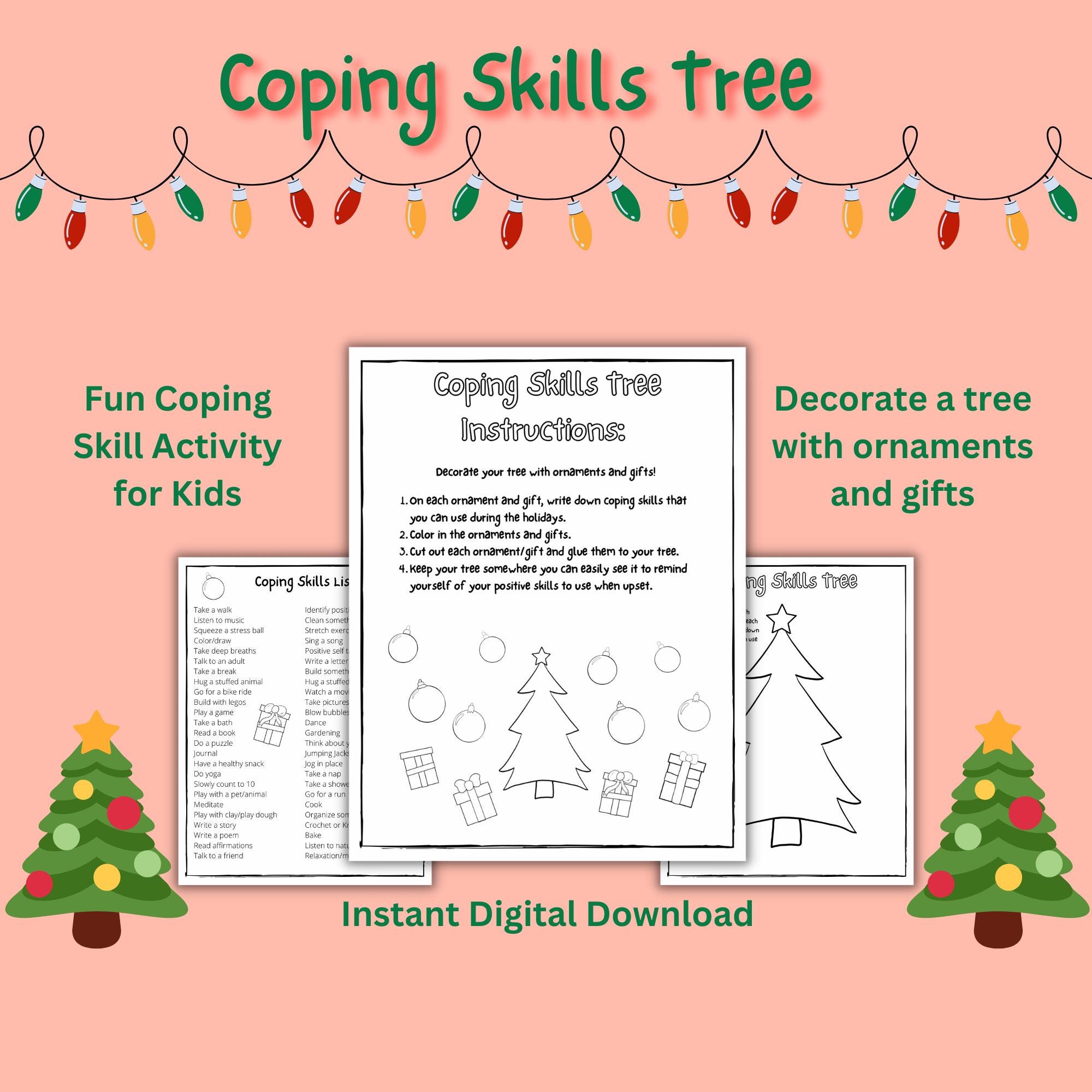 Holiday Print | Coping Skills Worksheet | Coping Skills Tree ...