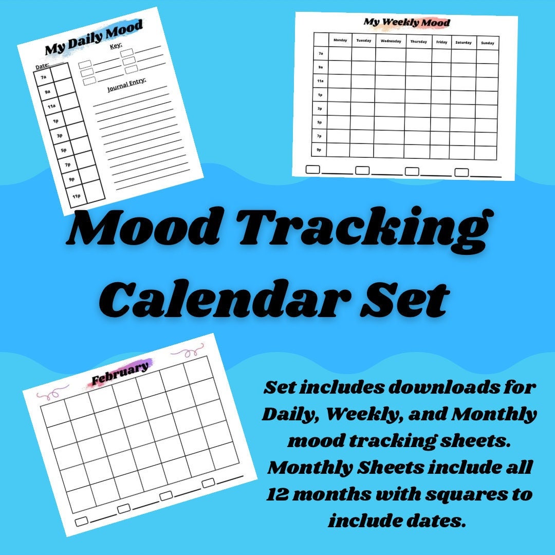 Printable Mood Tracker Calendar | Daily, Weekly, Monthly (PDF) - Etsy