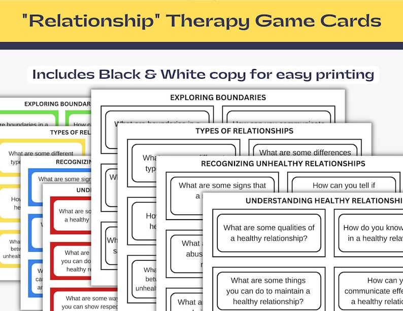 Relationship Game Cards Emotions Printable Teens Counseling Activity ...
