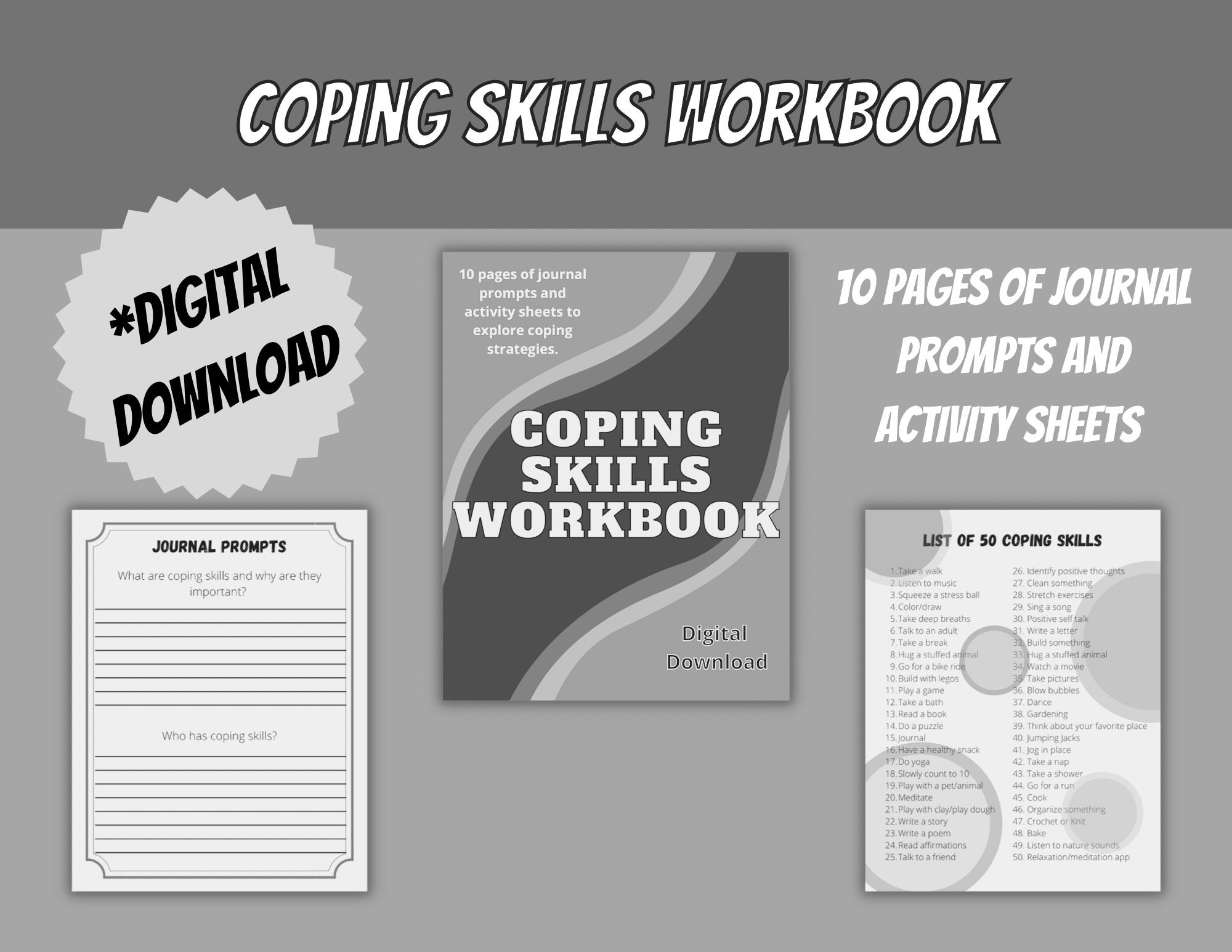 Coping Skills Workbook - Etsy