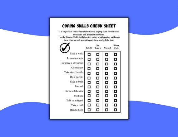 Healthy Coping Skills Worksheet Coping Skills Checklist - Etsy