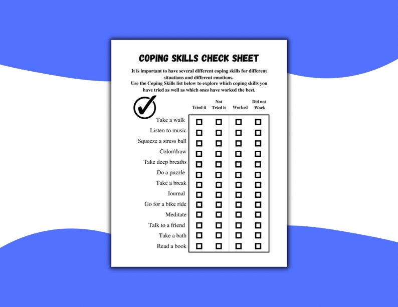 Healthy Coping Skills Worksheet Coping Skills Checklist - Etsy