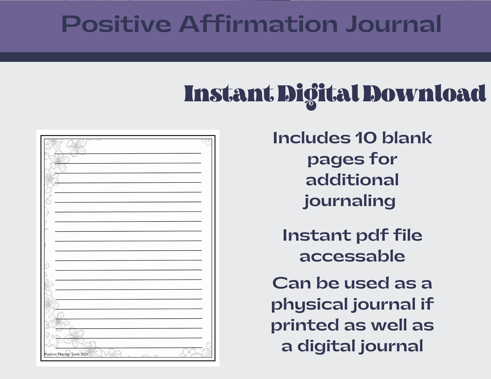 Journal Positive Affirmation Journal Digital Journal Gratitude - Etsy
