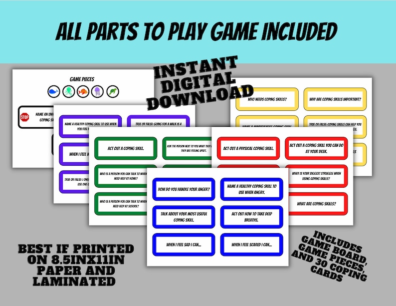 Coping Skill Game Emotions Game Counseling Game for Kids Therapy ...