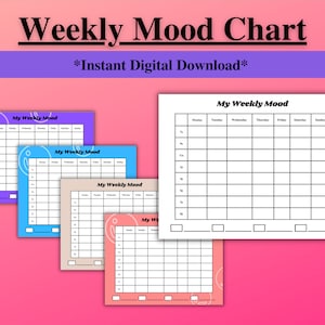 Mood Chart Weekly Mood Chart Printable Mood Tracker Mental Health - Etsy