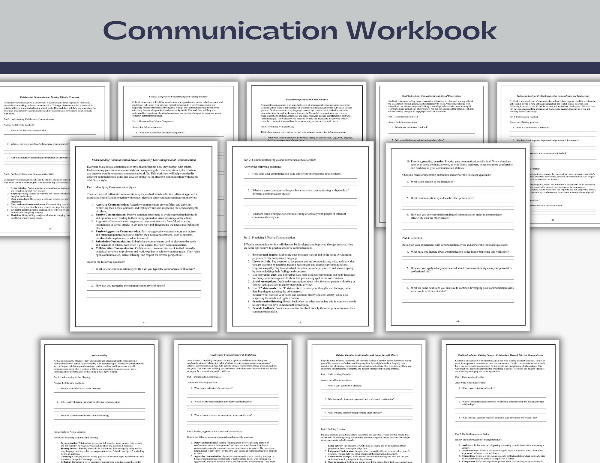 Mental Health Worksheet Communication Worksheet Self Care Improvement ...