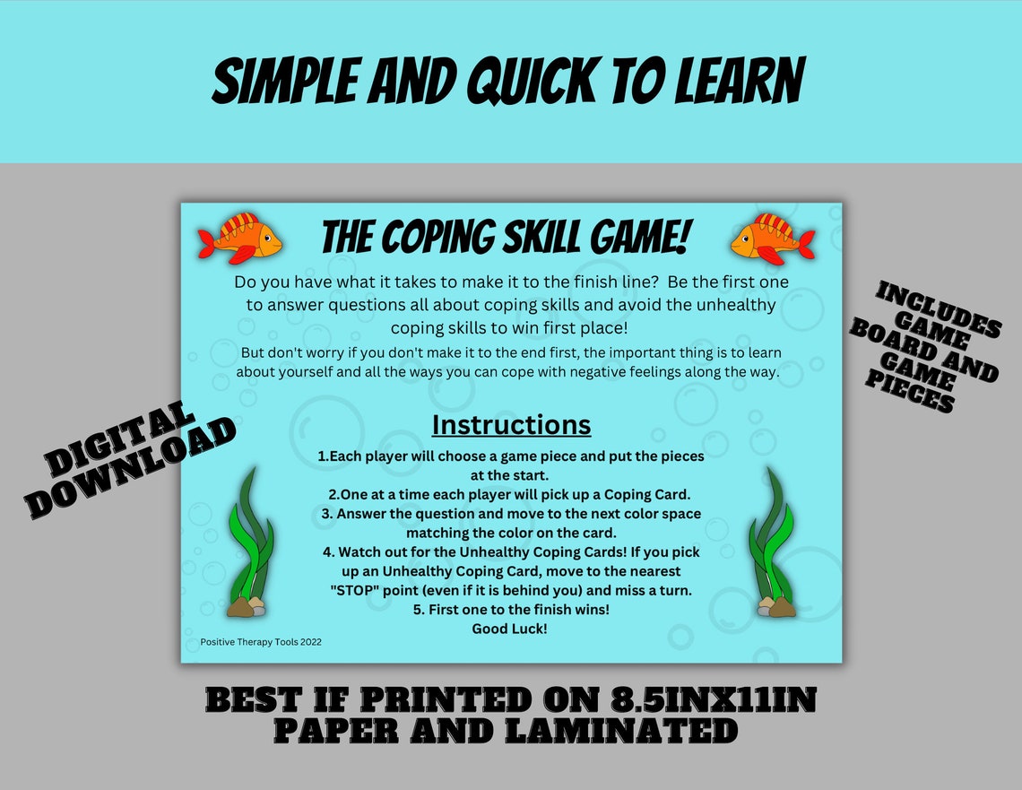 Coping Skill Game Emotions Game Counseling Game for Kids Therapy ...