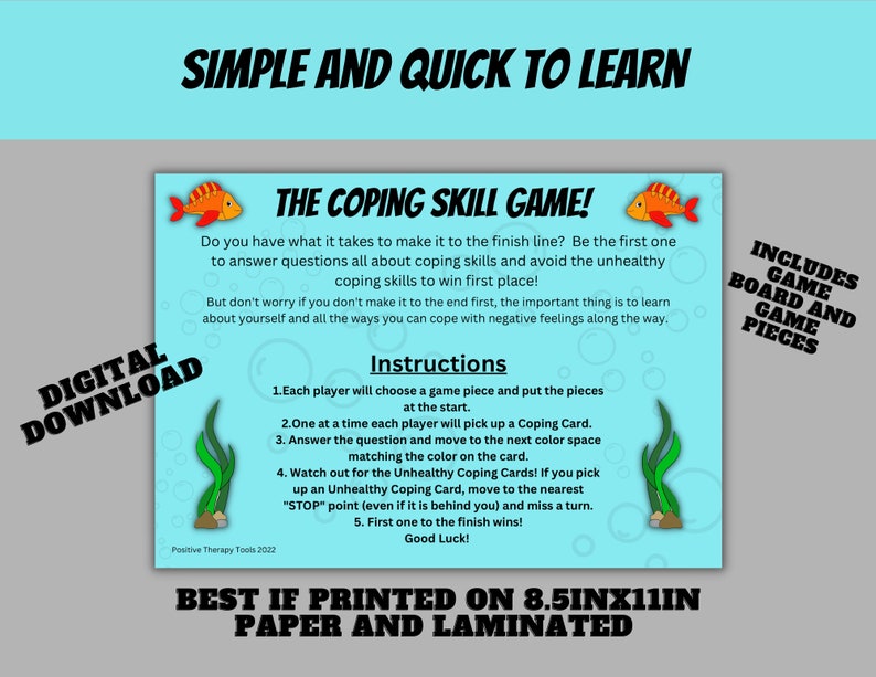 Coping Skill Game Emotions Game Counseling Game for Kids Therapy ...
