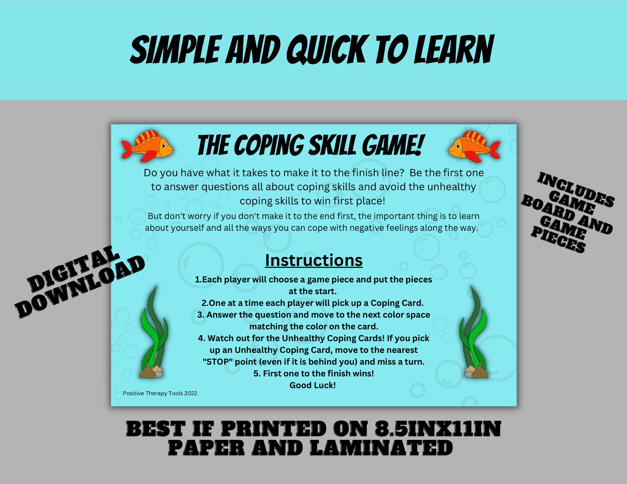 Coping Skill Game Emotions Game Counseling Game for Kids Therapy ...