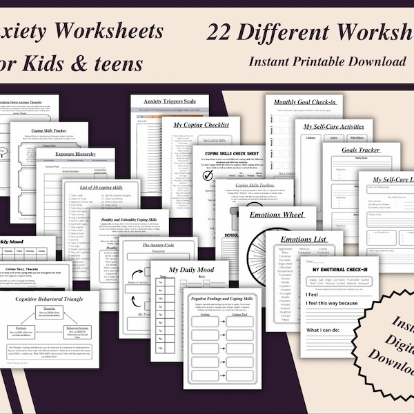 Cbt Worksheet Bundle - Etsy