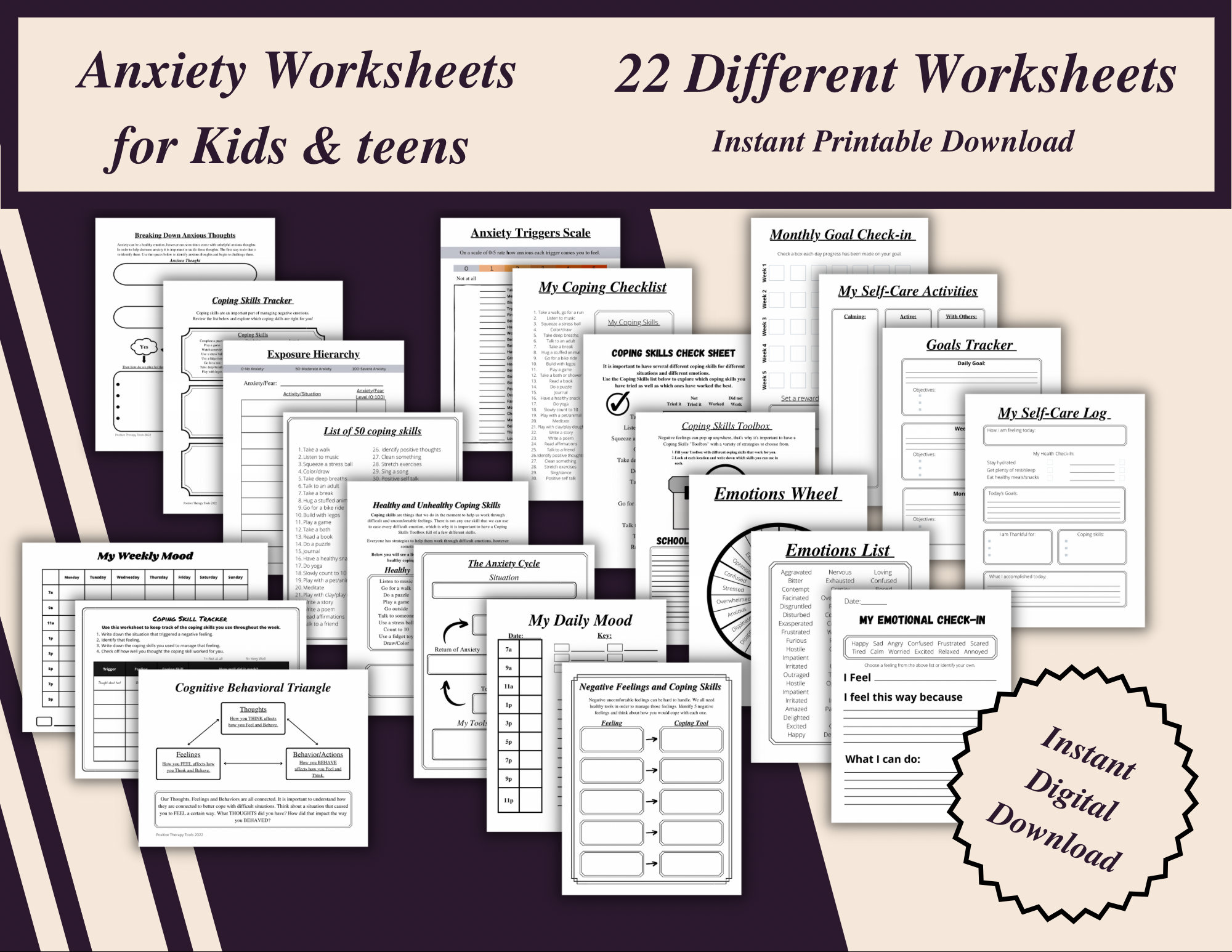Anxiety Worksheet Bundle | Emotions Worksheet | Printable Anxiety ...