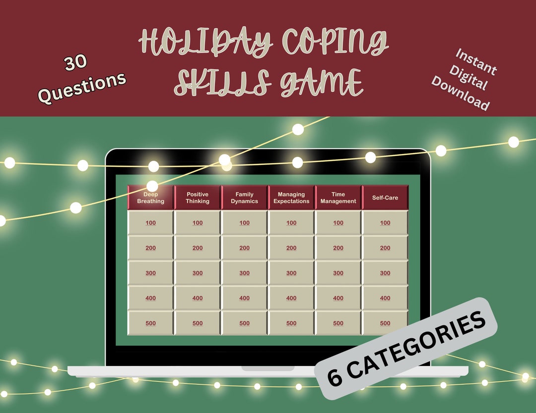 Coping Skills Therapy Game Holiday Counseling Game Virtual Game Group ...