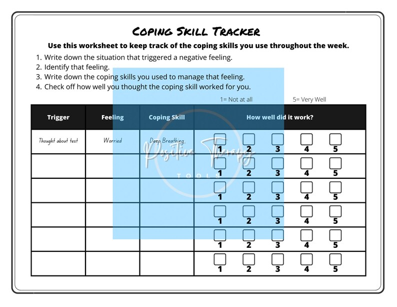 Coping Skills Worksheet Coping Skills Tracker Healthy Coping Skills ...