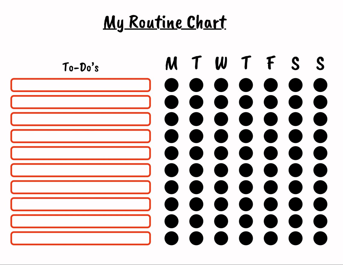 Routine Chart Childrens Routine Chart Printable Routine | Etsy