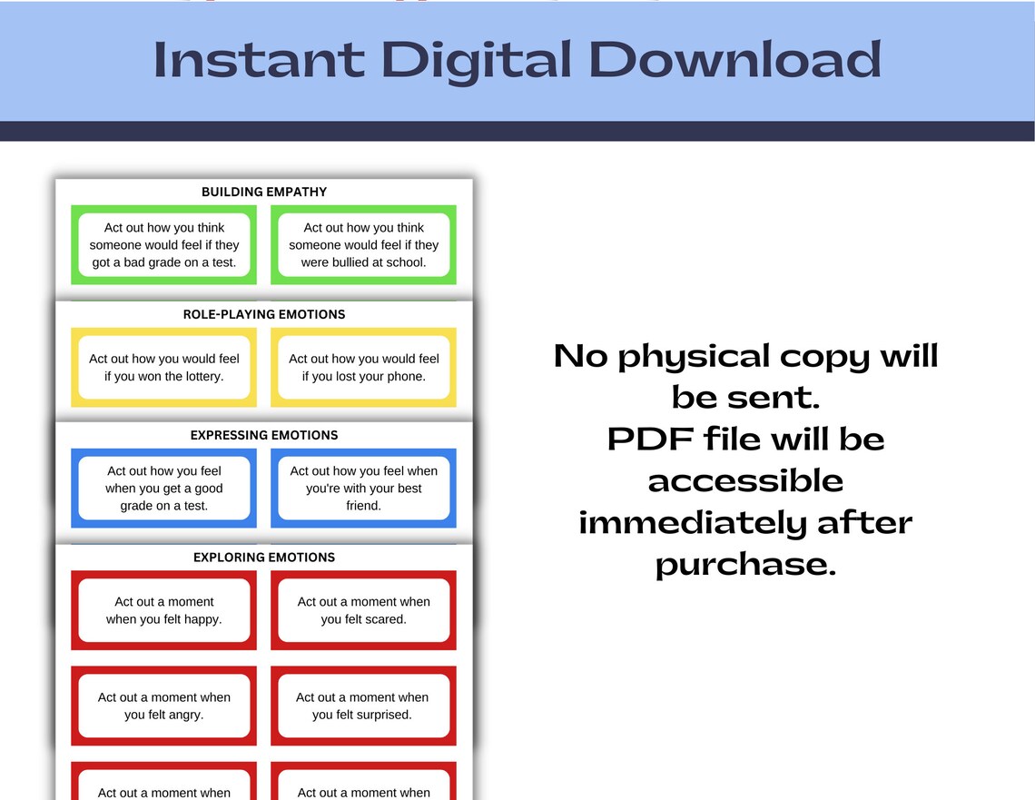 Emotions Game Cards Emotions Printable Counseling Activity Therapy ...
