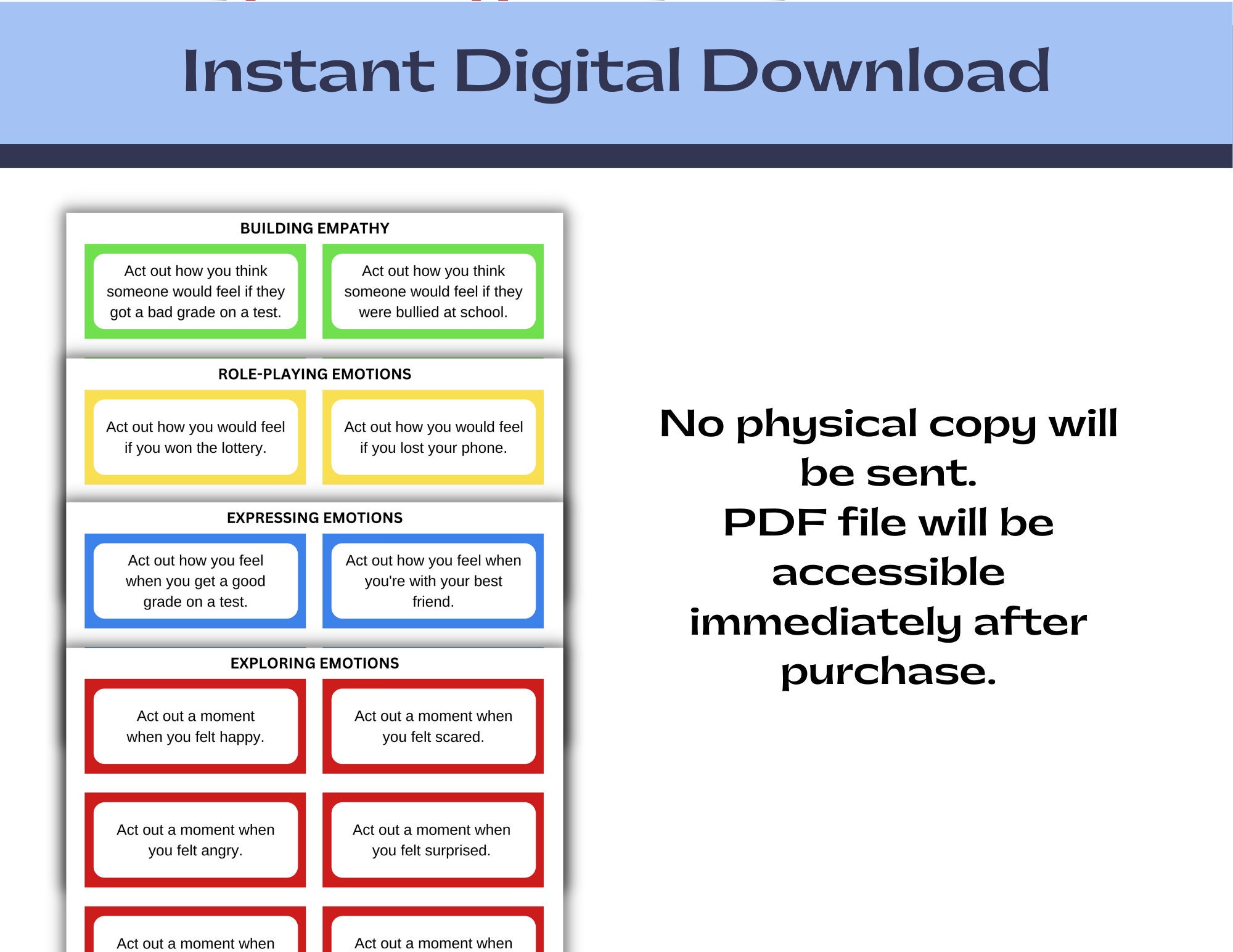 Emotions Game Cards: Therapy Counseling Activity (digital Download) - Etsy