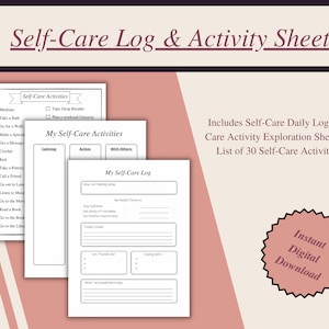 Self-care Log Daily Journal Printable Self-care Log Printable Activity ...