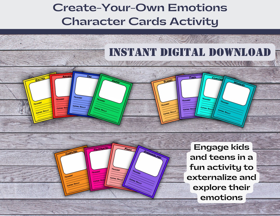 Coping Skills Activity Emotions Character Cards Create-your-own ...