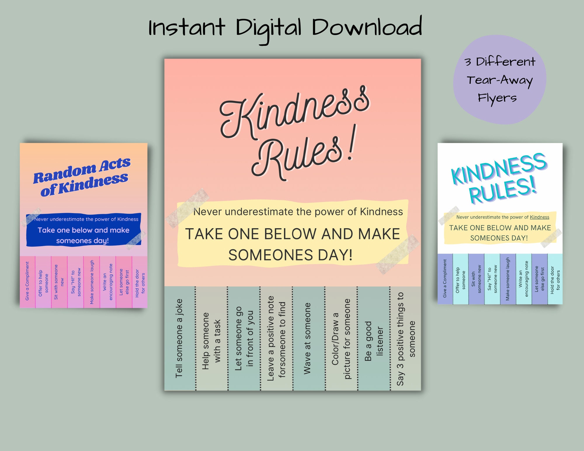 School Counseling Poster Kindness Tear-away Poster Random Acts of ...