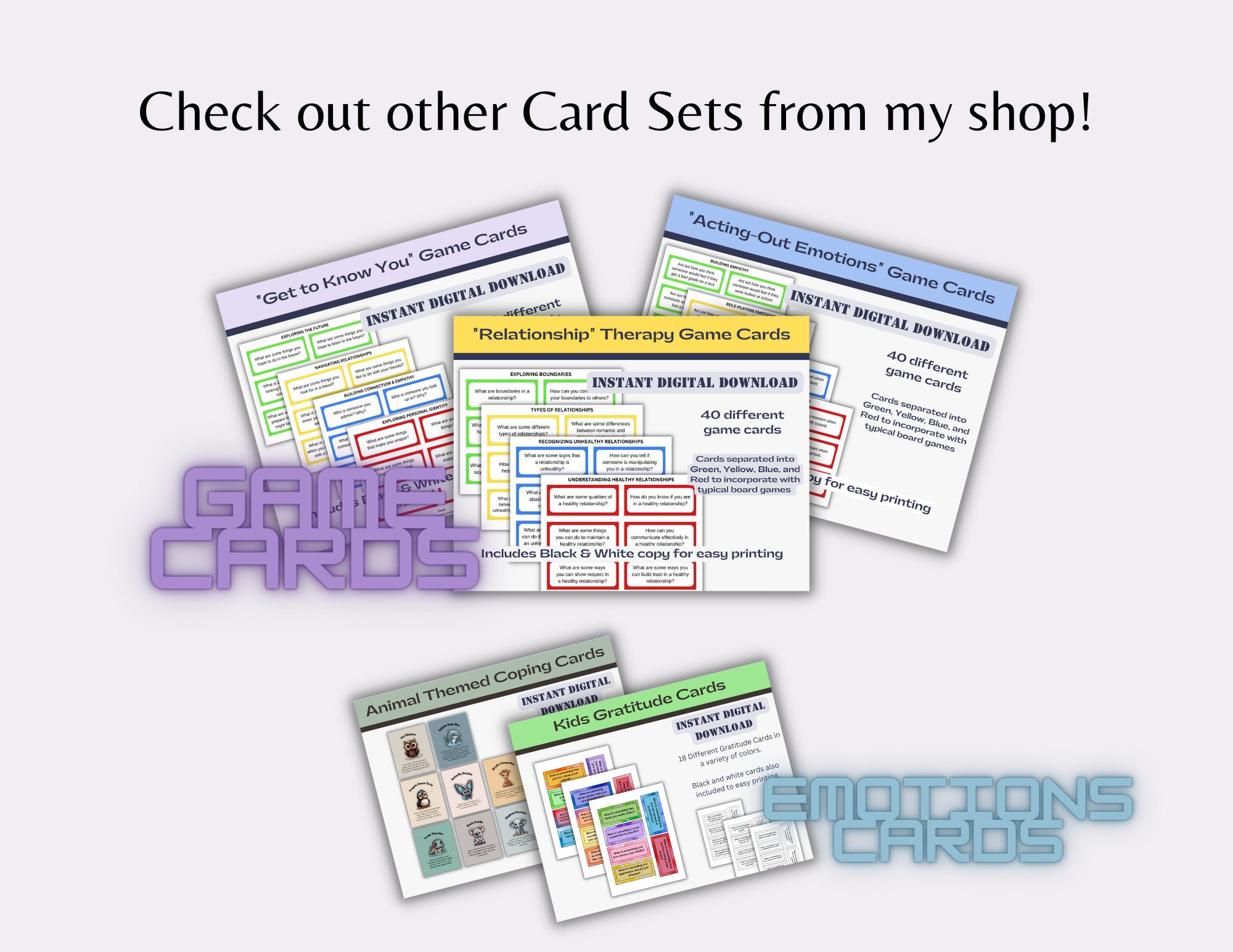 Emotions Game Cards Emotions Coping Skills Coping Skills Cards ...