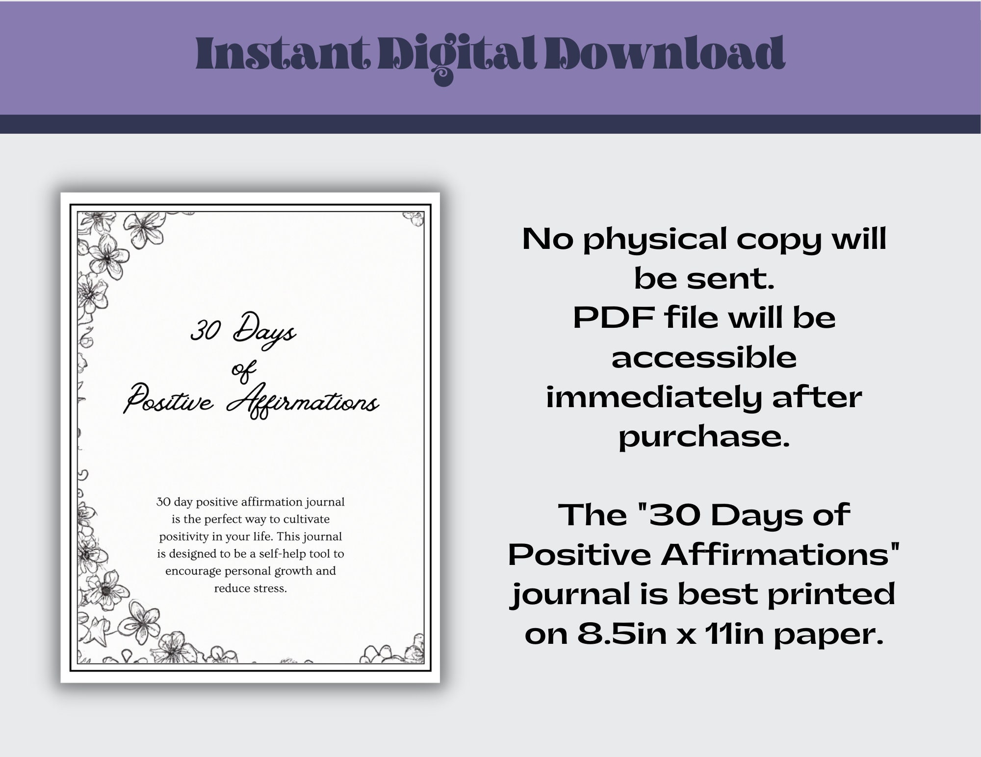 Journal Positive Affirmation Journal Digital Journal Gratitude - Etsy