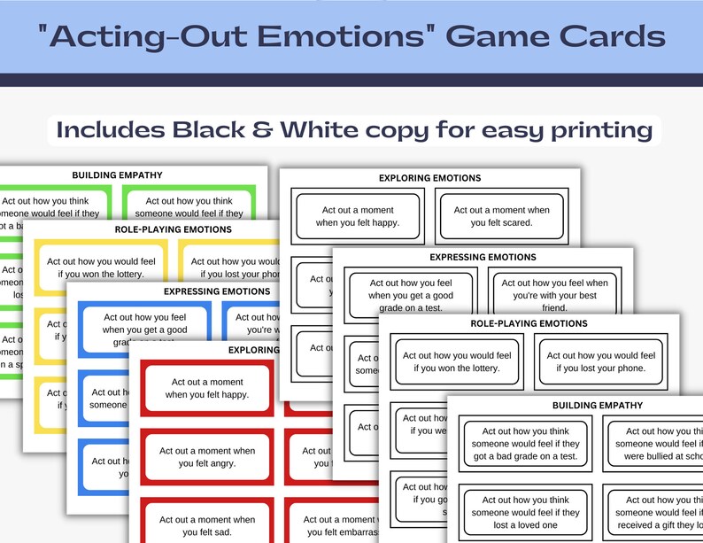 Emotions Game Cards Emotions Printable Counseling Activity Therapy ...