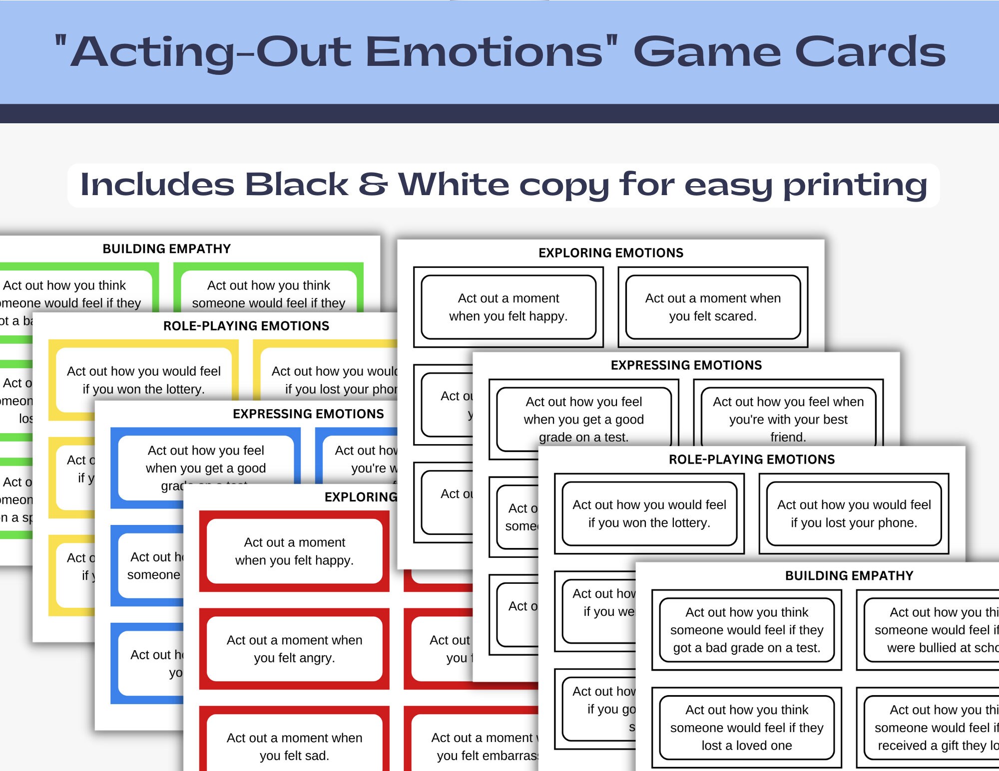 Emotions Game Cards Emotions Printable Counseling Activity Therapy ...