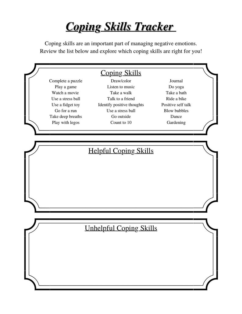 Coping Skills Tracker Healthy Coping Skills Worksheet Emotions ... Coping Skills Tracker Healthy Coping Skills Worksheet Emotions ...