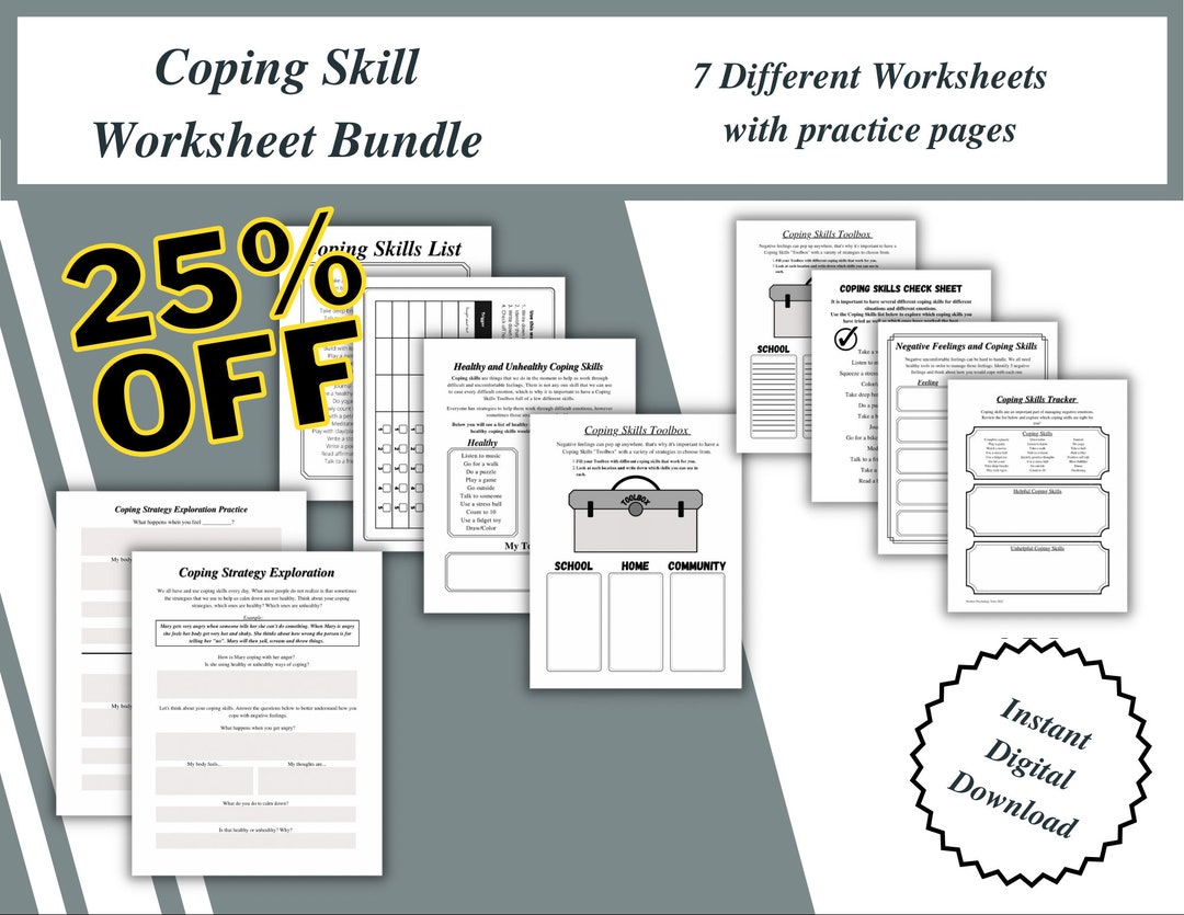 Coping Skill Worksheet Bundle | Emotions Worksheets | Digital Coping ...