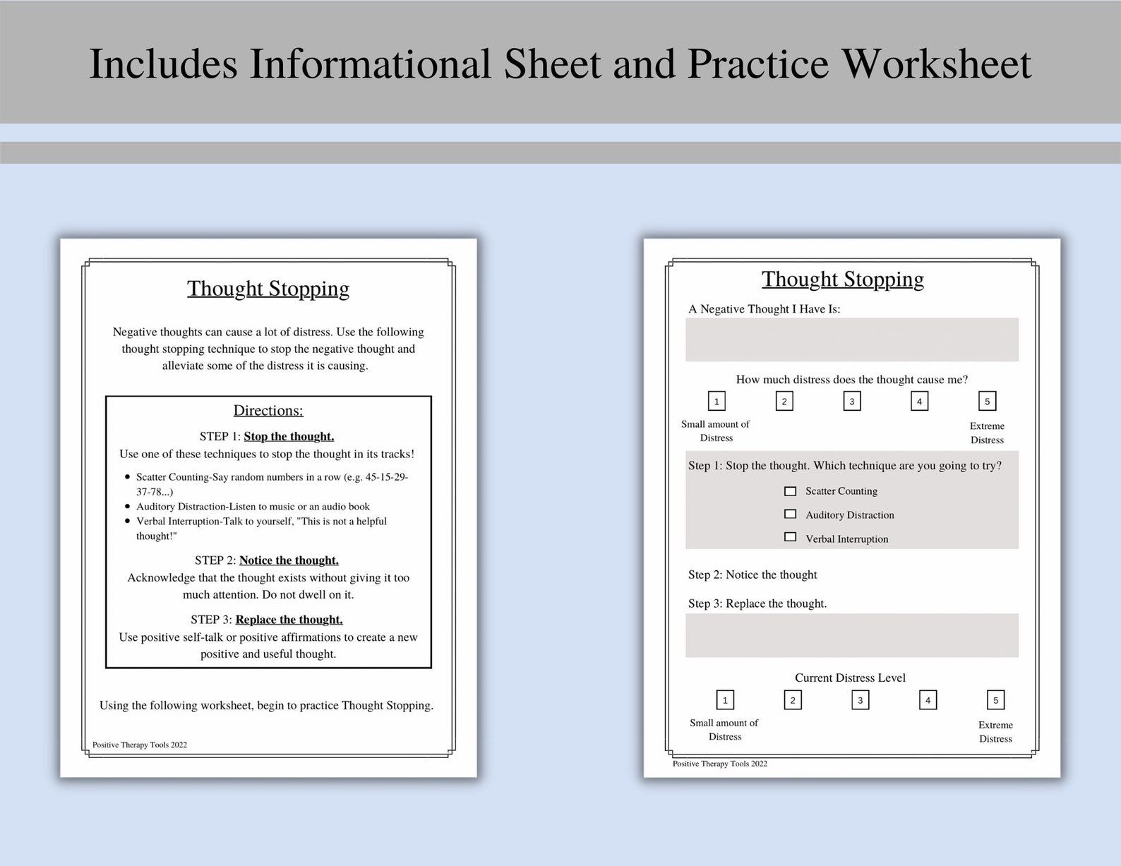 Thought Stopping | CBT Worksheet | Counseling | Anxiety Worksheet - Etsy