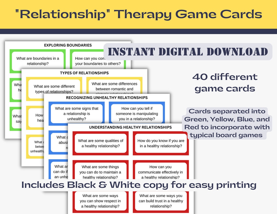 Relationship Game Cards Emotions Printable Teens Counseling Activity ...