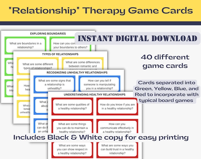 Relationship Game Cards Emotions Printable Teens Counseling Activity ...
