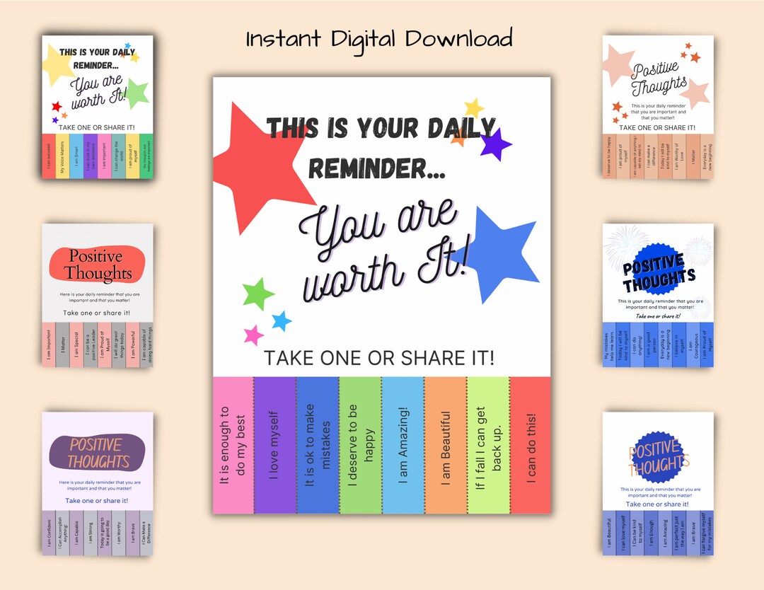 School Counseling Positive Thoughts Tear Away Flyer Positive ...