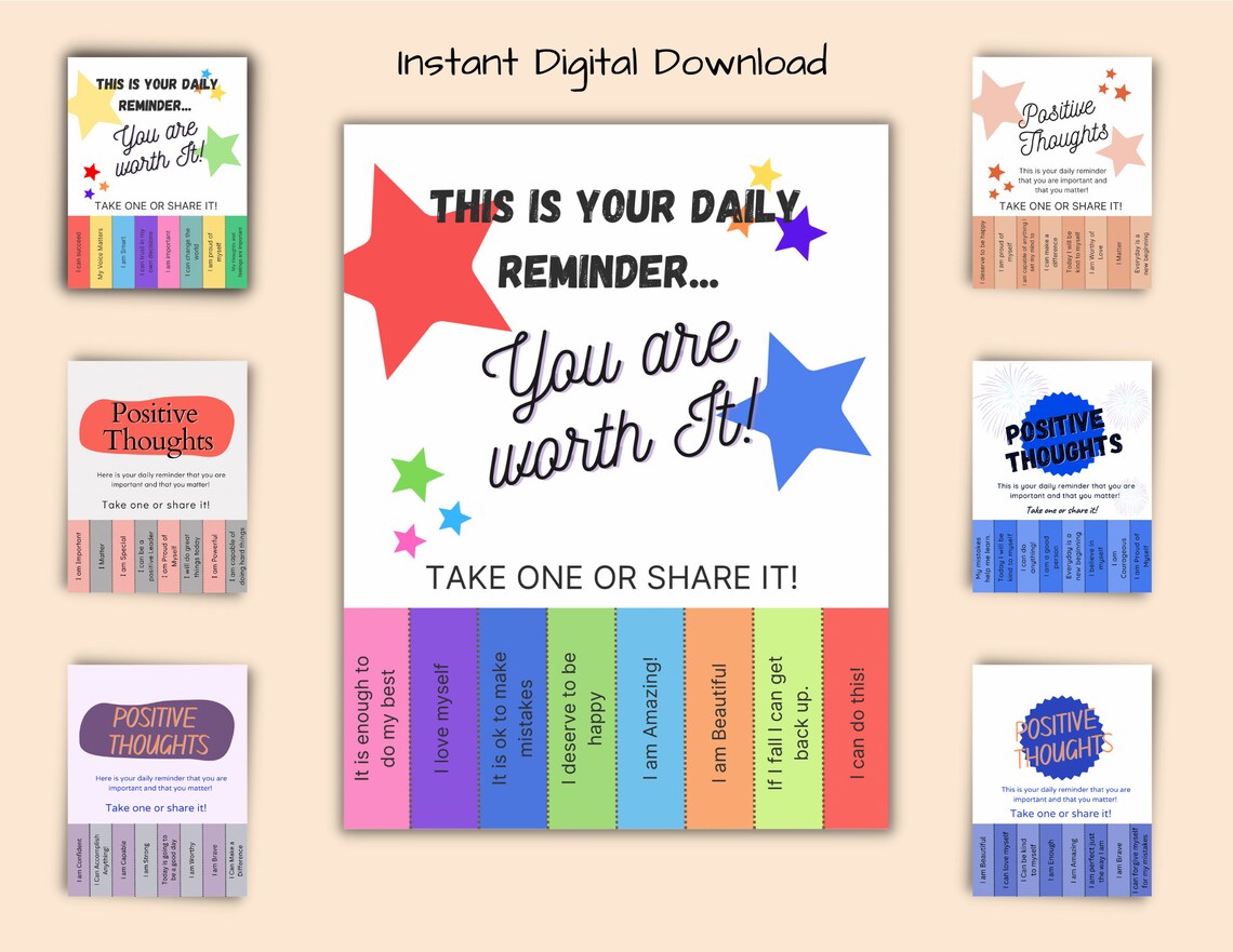 School Counseling Positive Thoughts Tear Away Flyer Positive ...