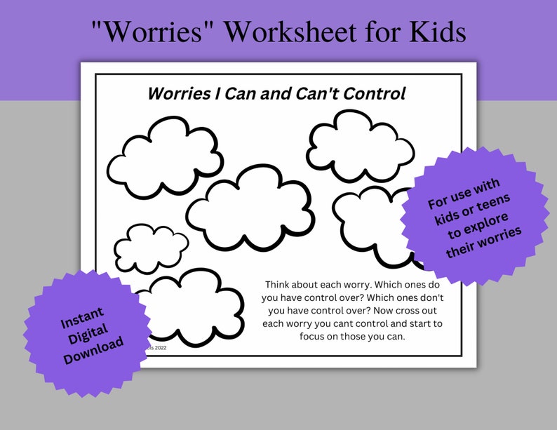 My Worries Worksheet | Emotions Worksheet | Printable Kids and Teens ...