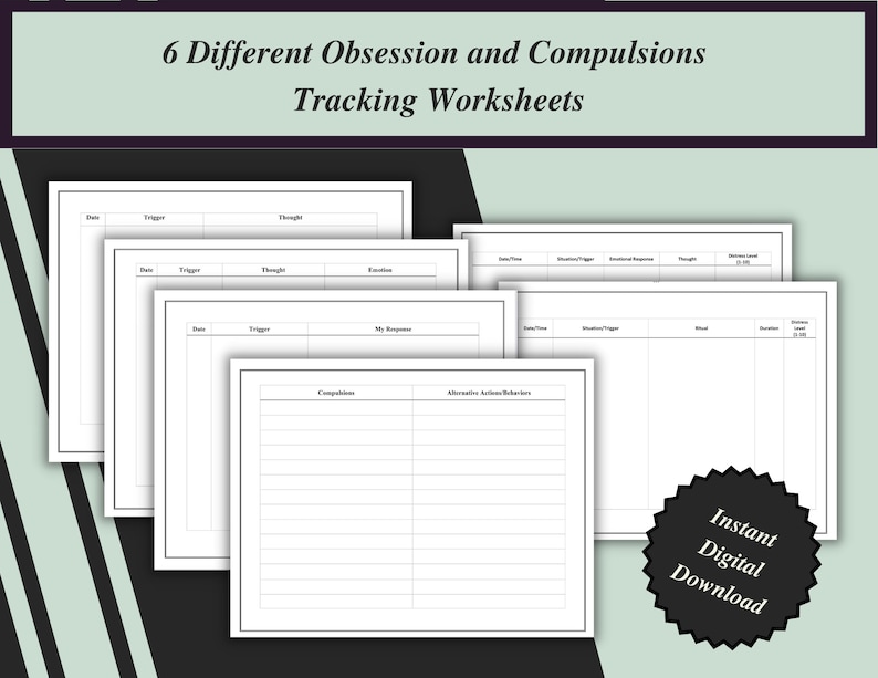 OCD Tracker Symptom Tracker Emotions Worksheets Counseling Printable ...
