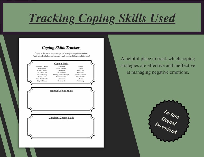Coping Skills Tracker Healthy Coping Skills Worksheet Emotions ...