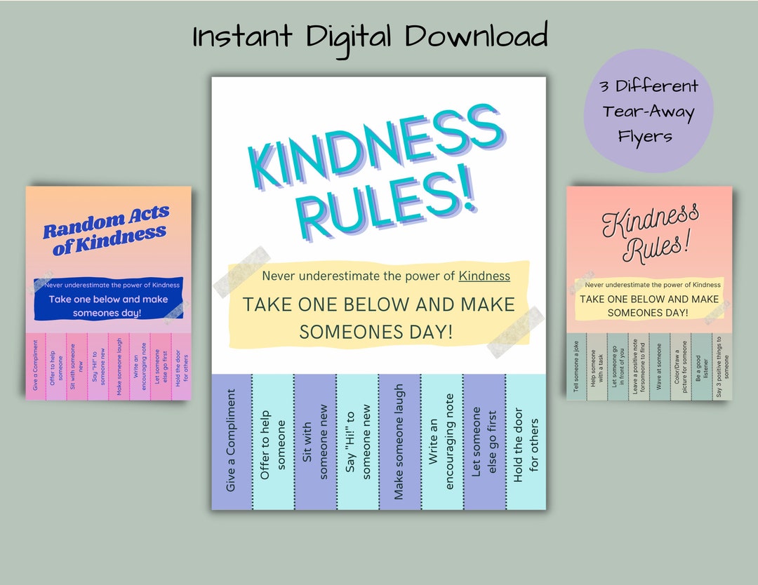 School Counseling Poster Kindness Tear-away Poster Random Acts of ...