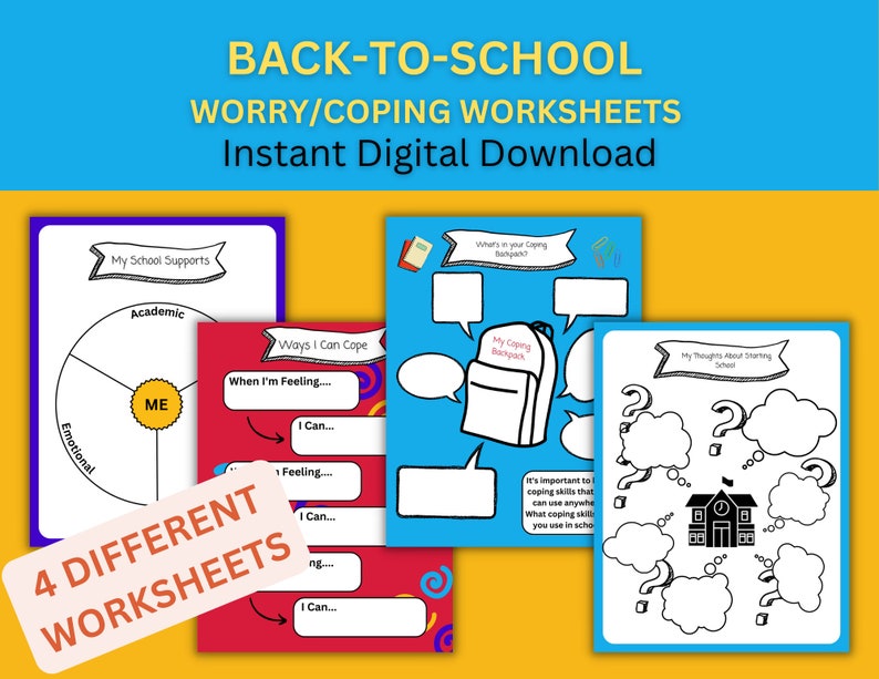 Back to School Counseling Back to School Coping Skills Worksheet Coping ...