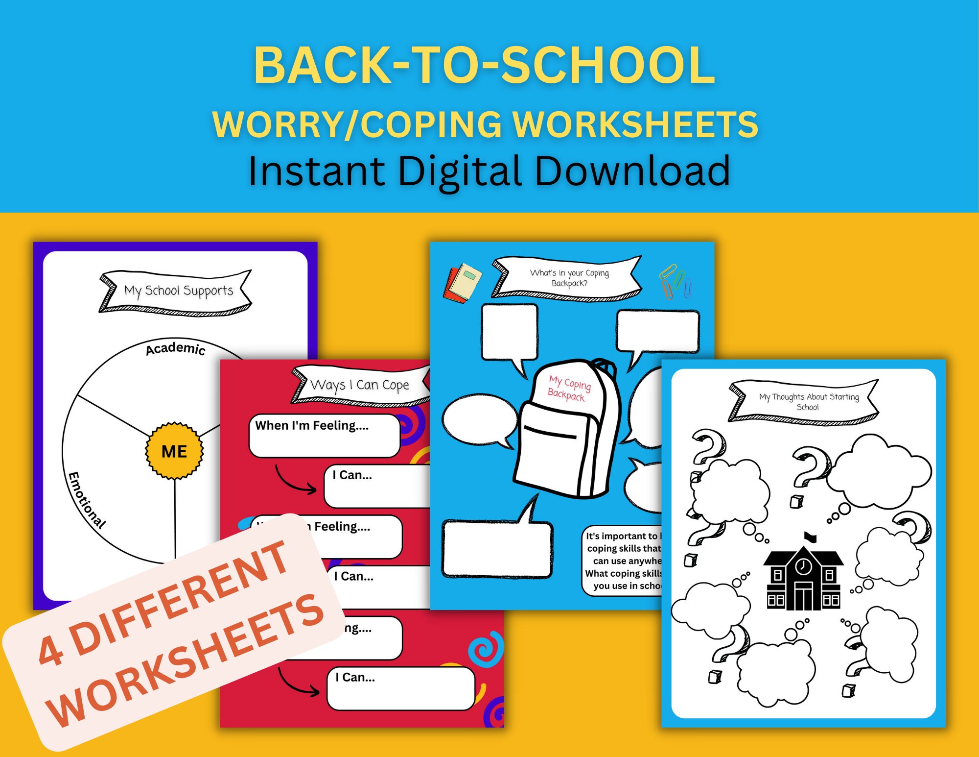 Back to School Counseling Back to School Coping Skills Worksheet Coping ...