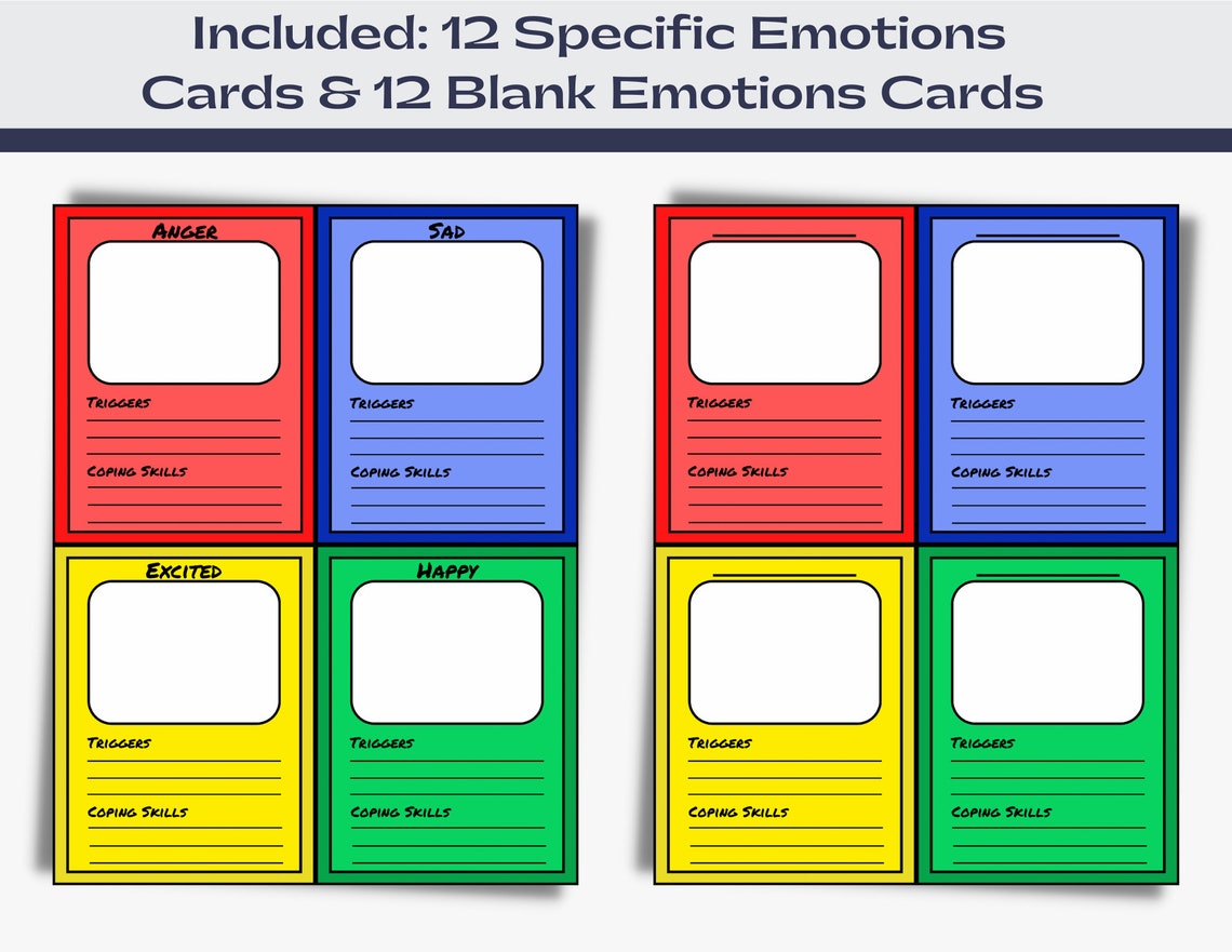 Coping Skills Activity Emotions Character Cards - Etsy