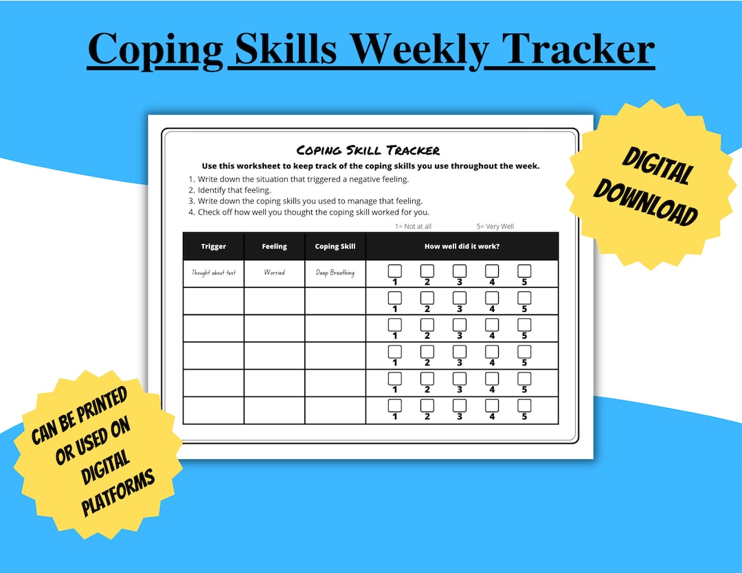 Coping Skills Worksheet Coping Skills Tracker Healthy Coping Skills ...