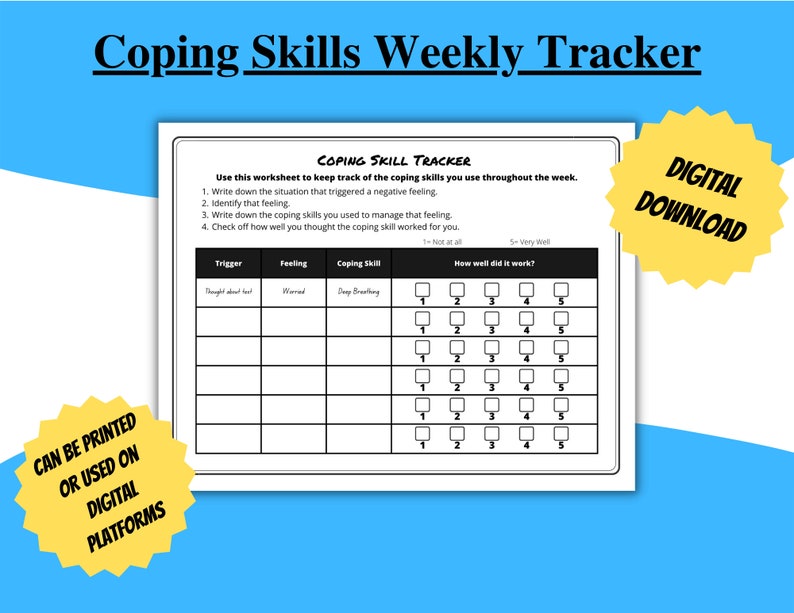 Coping Skills Worksheet Coping Skills Tracker Healthy Coping Skills ...