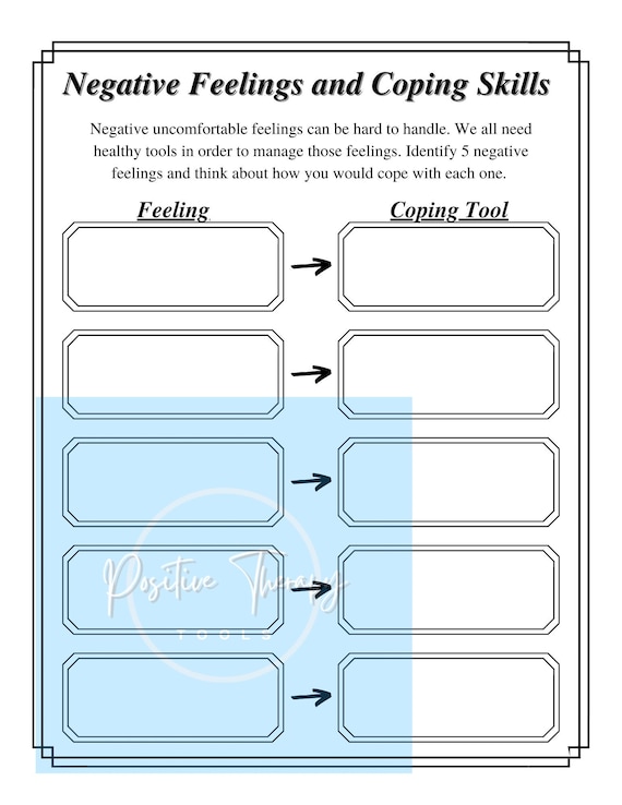 Coping With Negative Feelings Worksheets Emotional Triggers And
