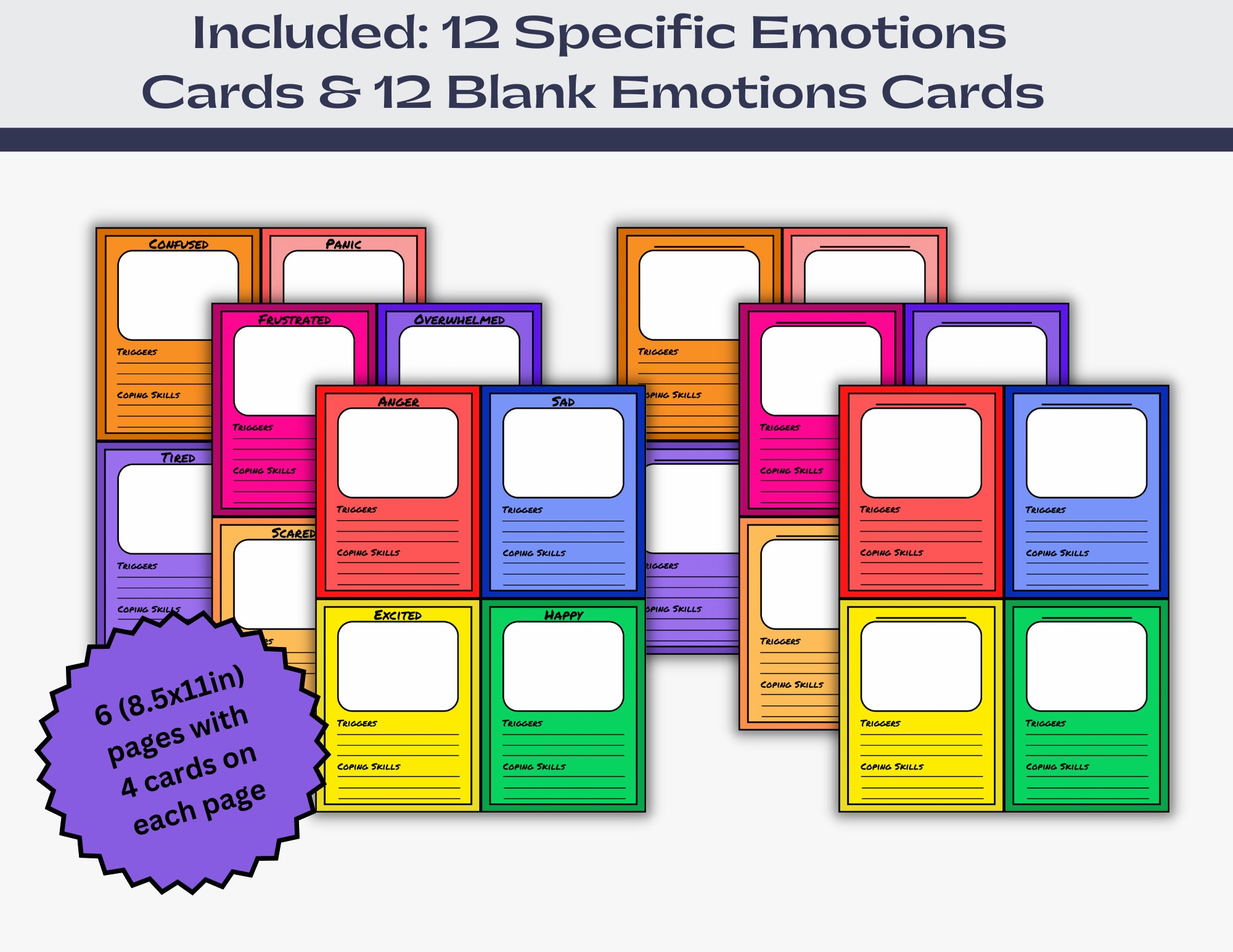 Coping Skills Activity Emotions Character Cards Create-your-own ...