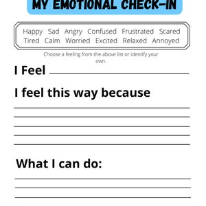 Emotions Workbook Coping Skills Worksheets Childrens | Etsy