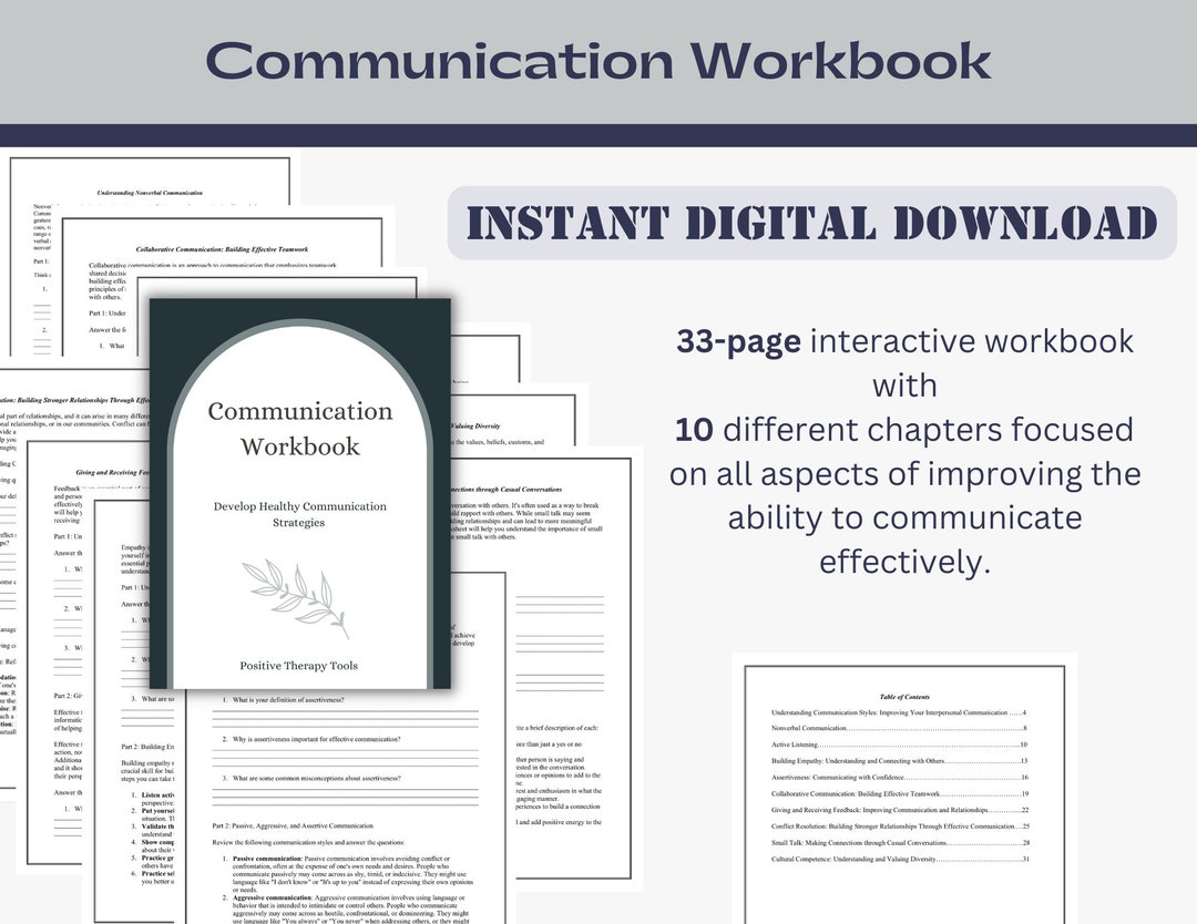 Communication Skills Workbook: Therapy & Self-care (digital Download ...
