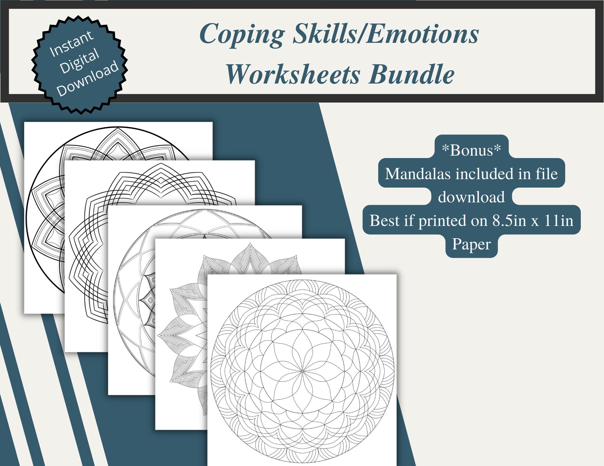 Coping Skill Worksheets Emotions Worksheets Goals Worksheets Digital ...