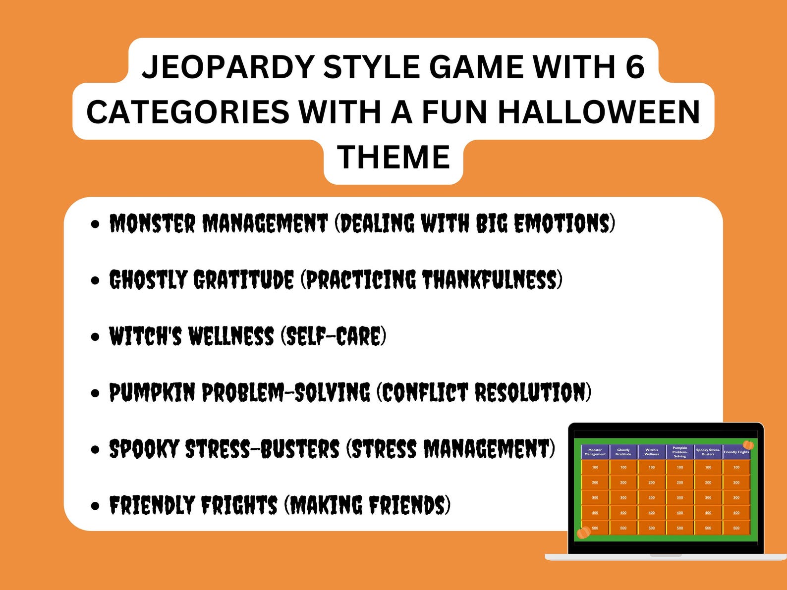 Halloween Therapy Games Coping Skills Counseling Games Coping Skills ...