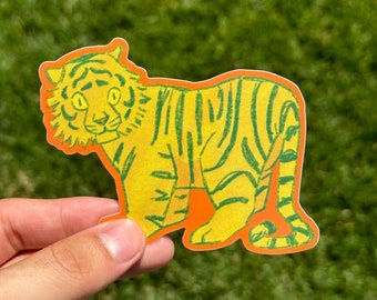 Big Chonk Waterproof Vinyl Tiger Sticker, Painted Tiger Decal for Water ...